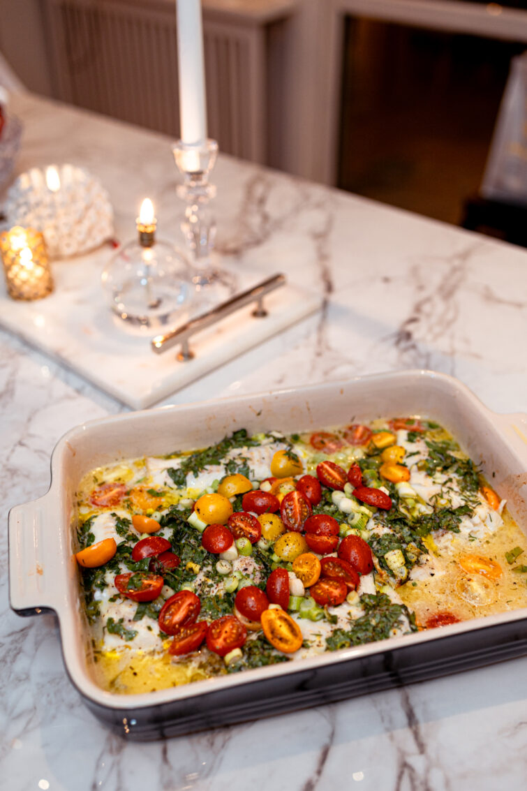 Ugnsbakad kolja med citron, örter och rostad sötpotatis - 56kilo ...